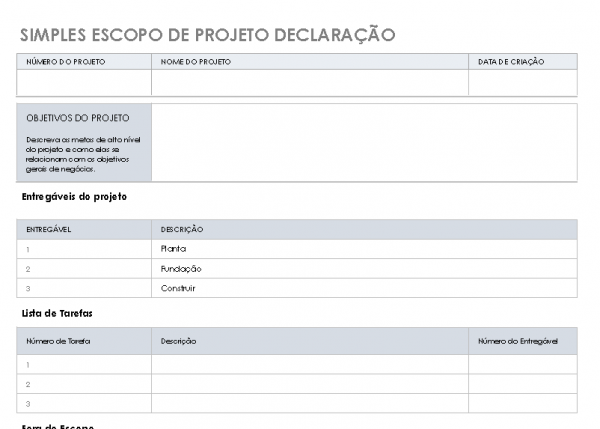 Escopo de Projeto em Excel - Smart Planilhas