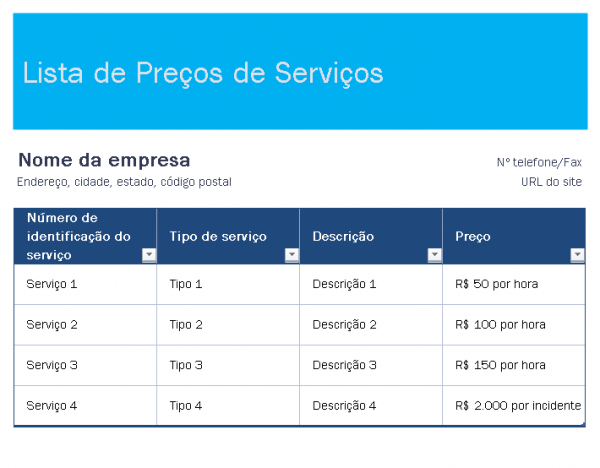 Planilha para Tabela de Preços em Excel - Smart Planilhas