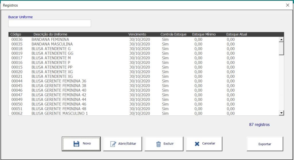 Planilha para controle de entrega de uniformes - Smart Planilhas
