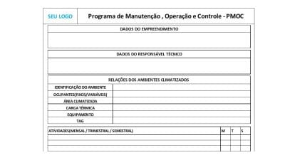 Programa de Manutenção Operação e Controle em Excel