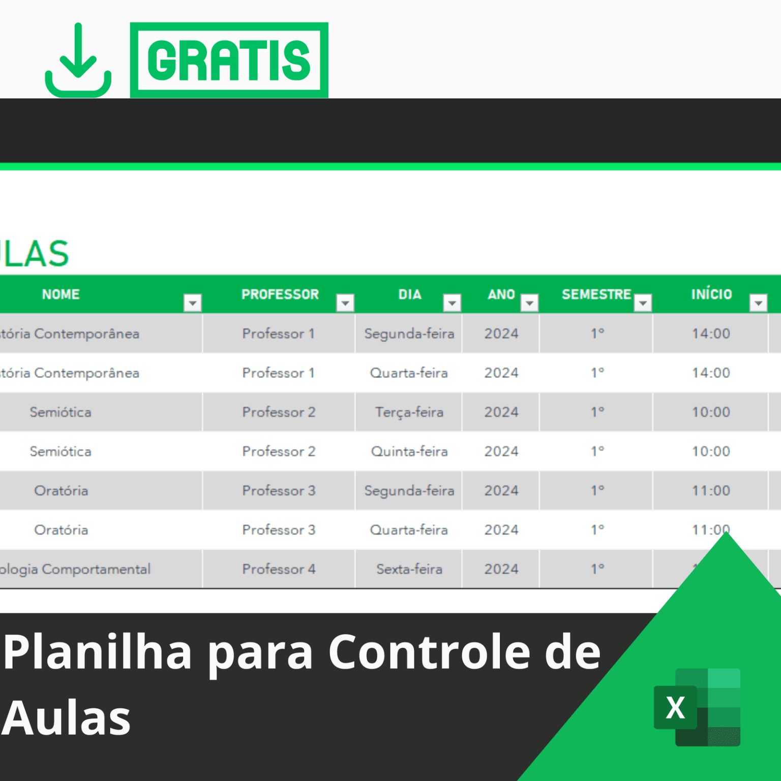 Planilha para Controle de Aulas