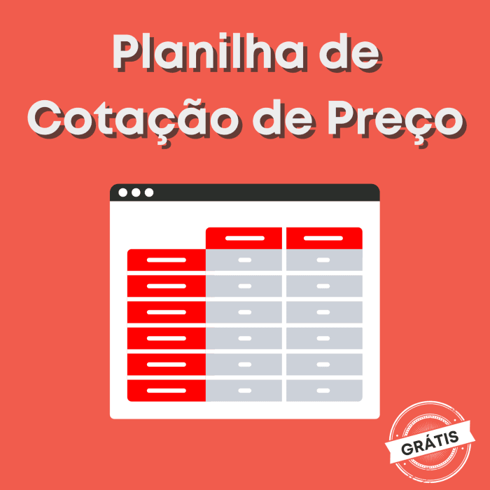 Planilha de Cotação de Preços Grátis