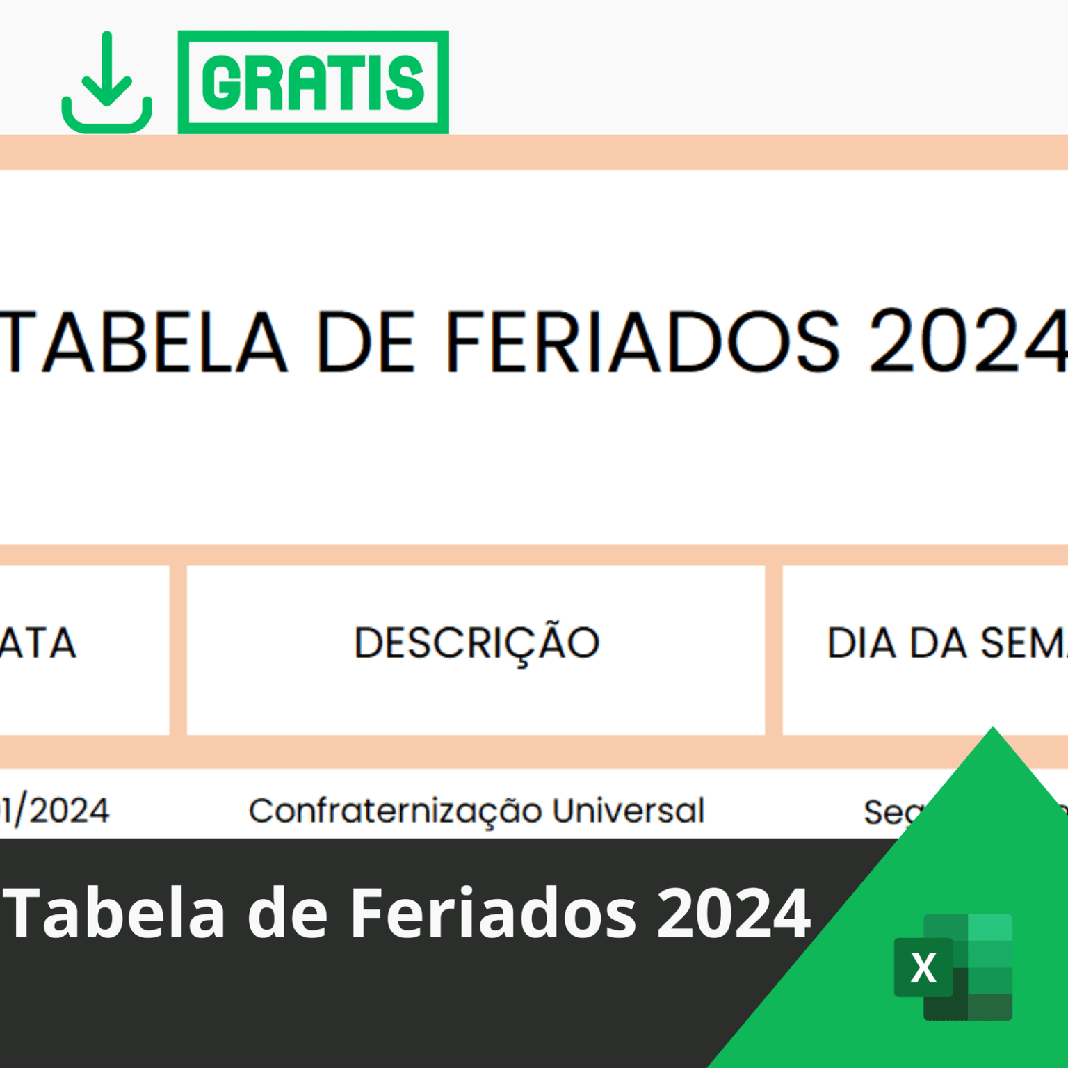 Tabela de Feriados 2024