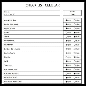 Check List de Manutenção Celular em Excel