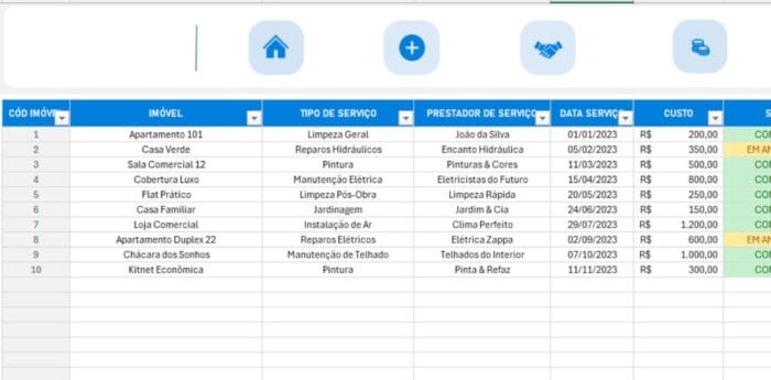 Planilha de Aluguel de Imóveis em Excel